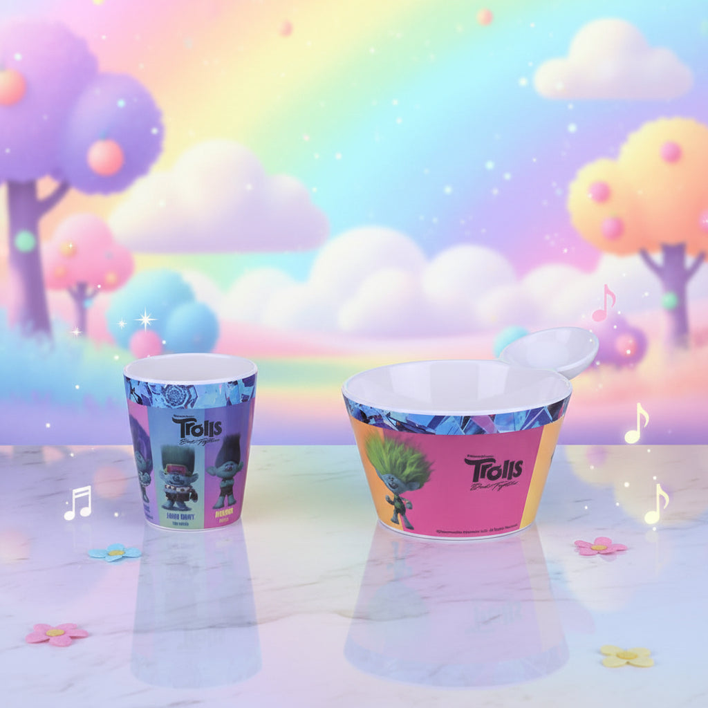 2 pc Fries Bowl & Glass Set - Trolls